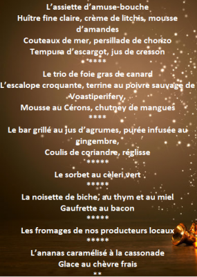 menu : Auberge de Spa